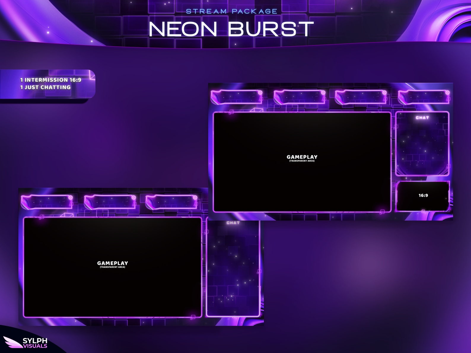 Neon Burst - Twitch Overlay - Animated Alerts - Animated Screens - Neon ...