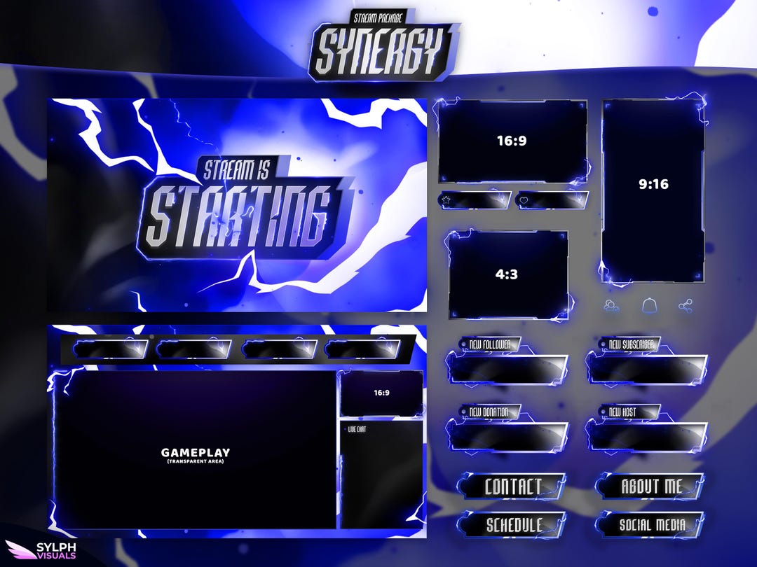 Synergy - Twitch Overlay - Animated Alerts - Animated Screens - Blue ...