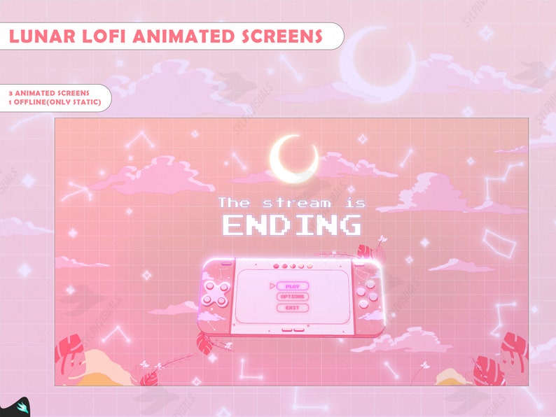 Twitch Overlay Lunar Lofi Screens Animated Aesthetic Retro Gamer Gamepad Kawaii Animated Pink - Etsy