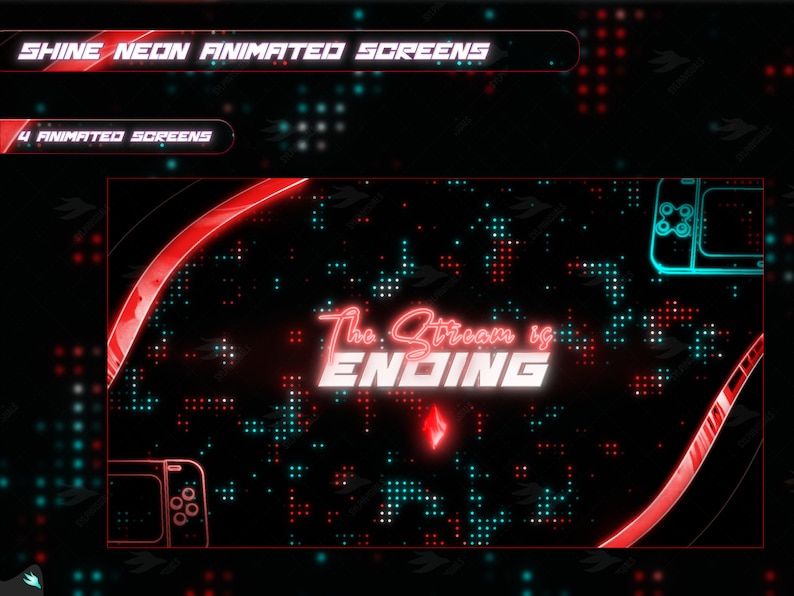 Twitch Overlay Shine Neon Red Screens Animated Aesthetic Retro ...