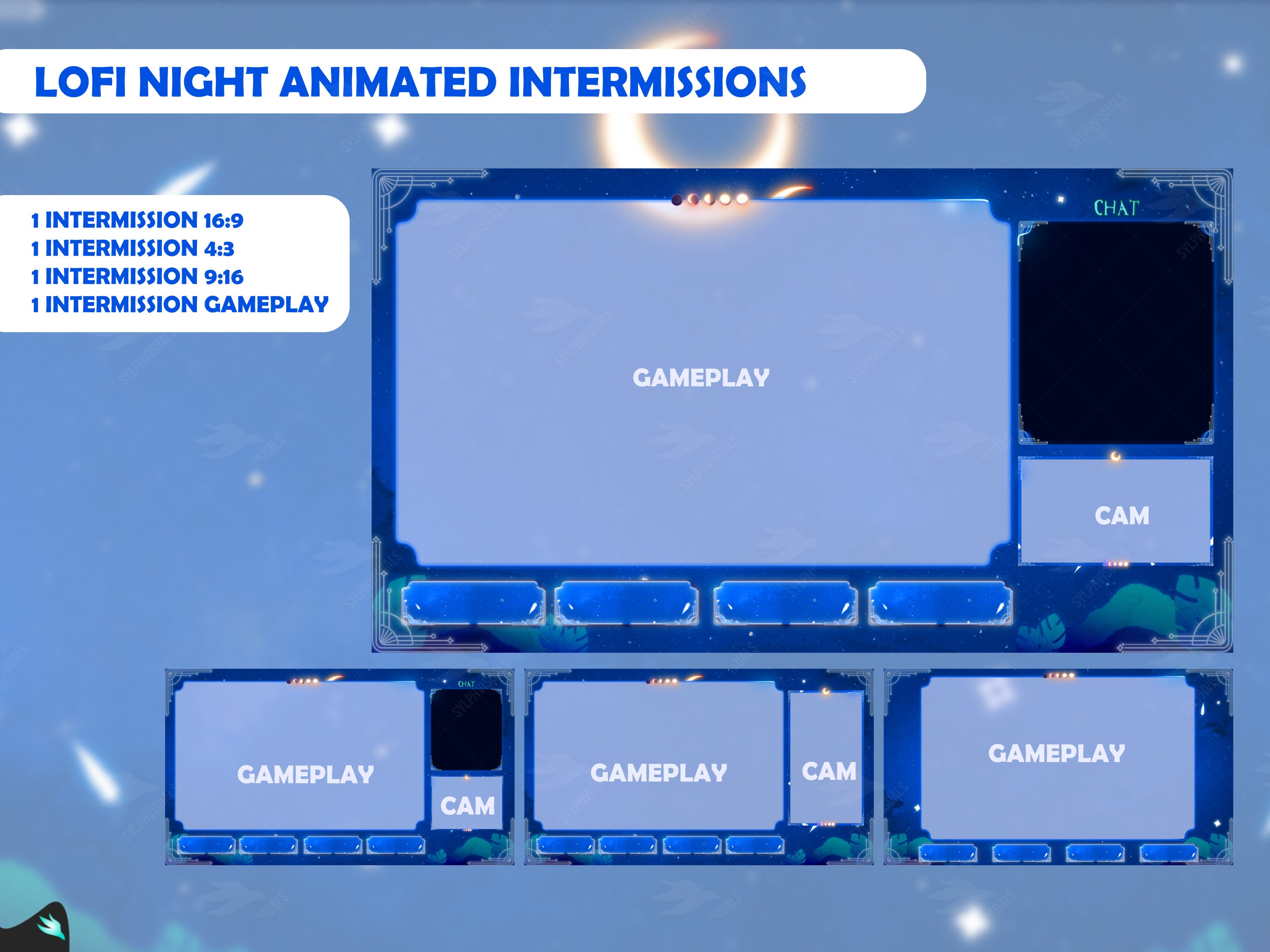 Stream Package Lofi Night Twitch Overlay Animated Alerts | Etsy