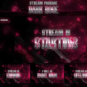 Dark Rose - Twitch Overlay - Animated Alerts - Animated Screens - Red ...