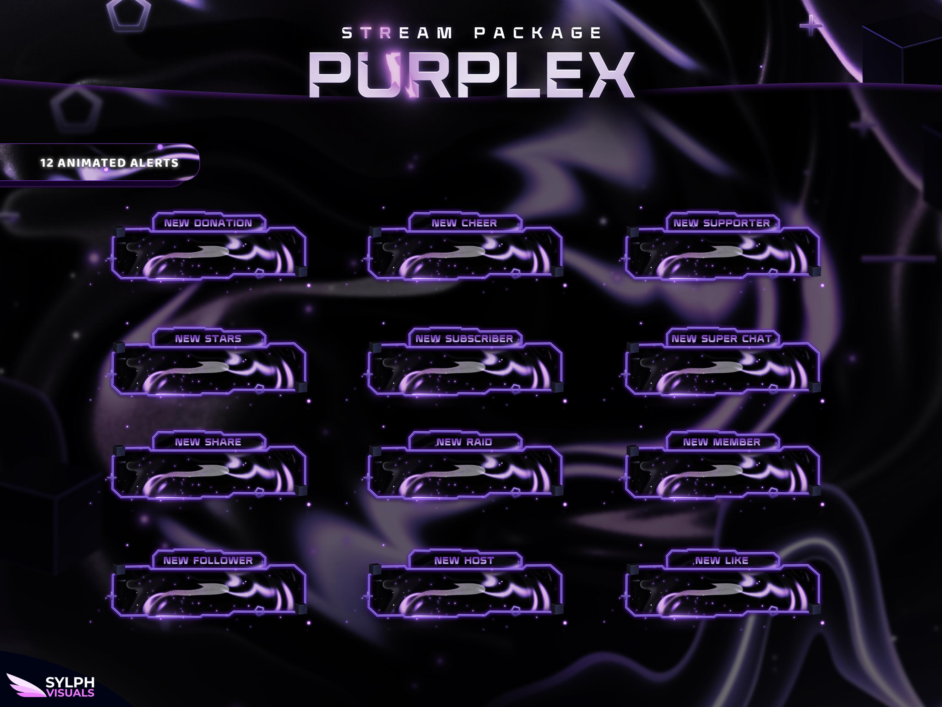 Purplex - Twitch Overlay - Animated Alerts - Animated Screens - Purple Overlay - Stream Pack ...