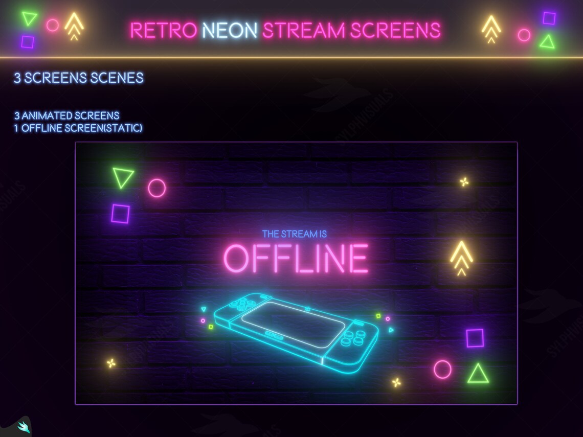 Twitch Overlay Retro Neon Stream Screens Animated - Etsy