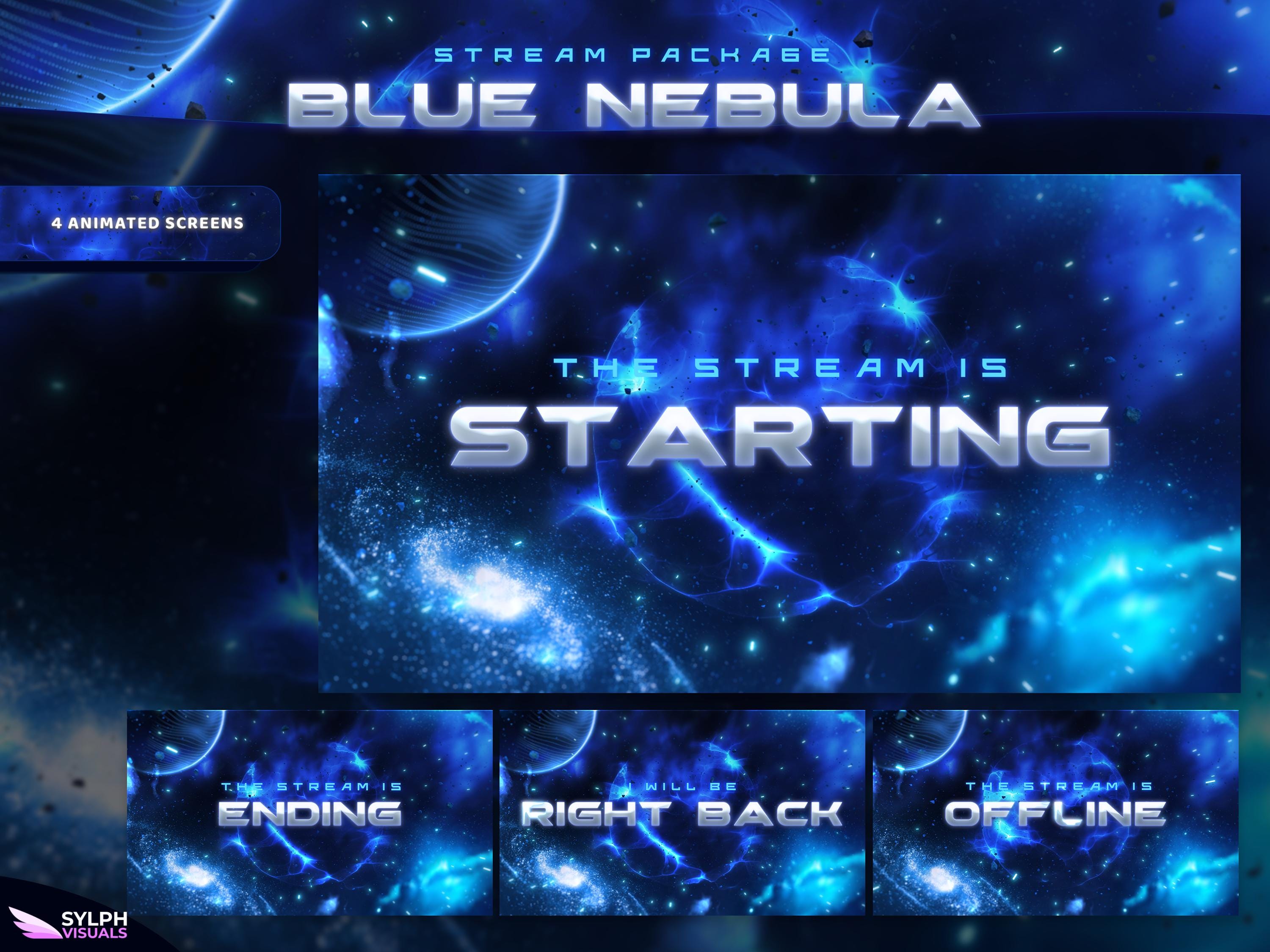 Blue Nebula - Twitch Overlay - Animated Alerts - Animated Screens ...