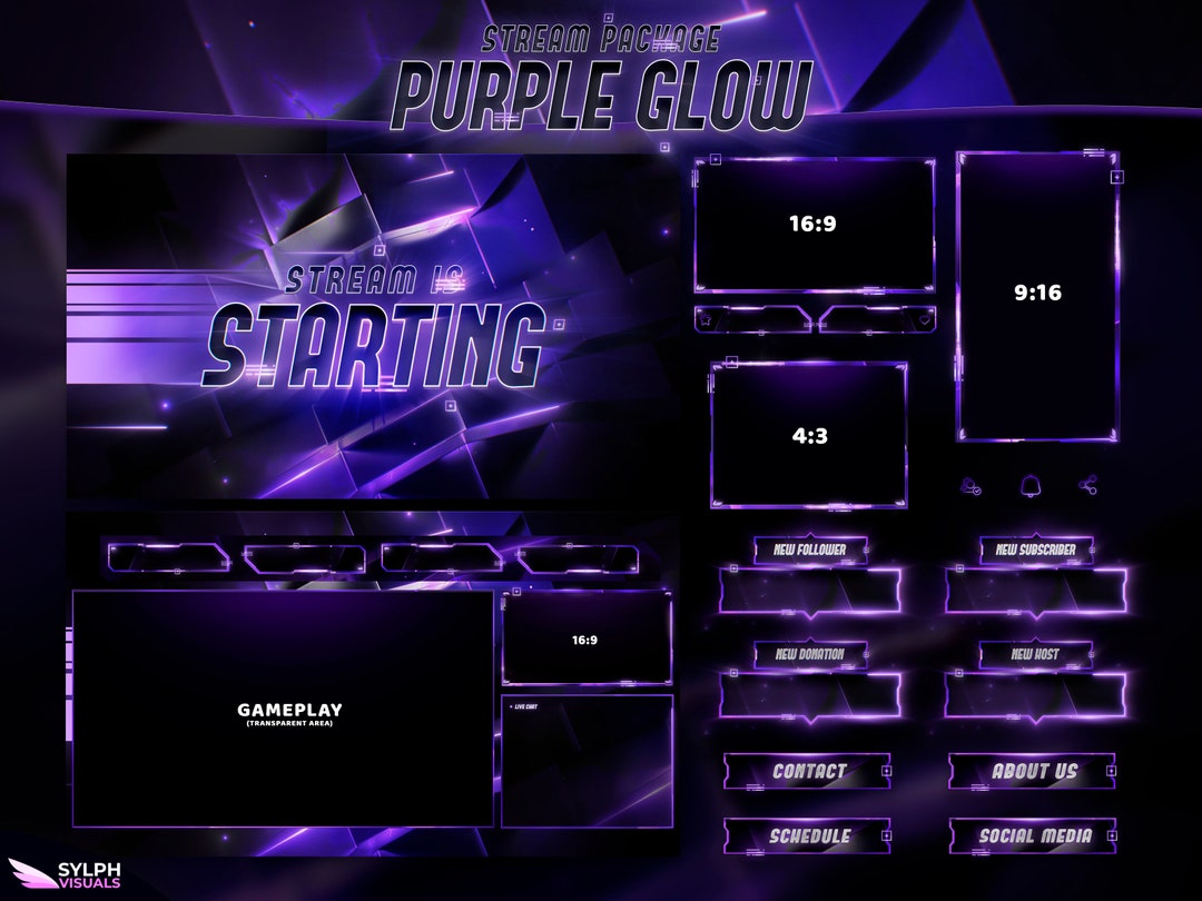 Purple Glow - Twitch Overlay - Animated Alerts - Animated Screens ...