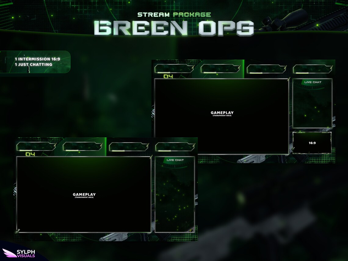 Green Ops - Twitch Overlay - Animated Alerts - Animated Screens - Green ...