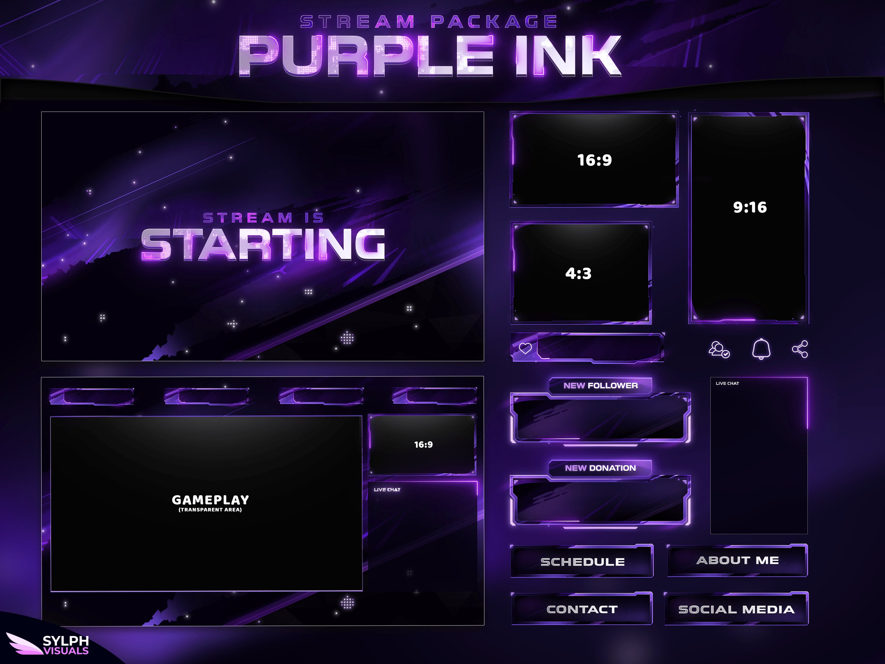 Purple Ink - Twitch Overlay - Animated Alerts - Animated Screens ...
