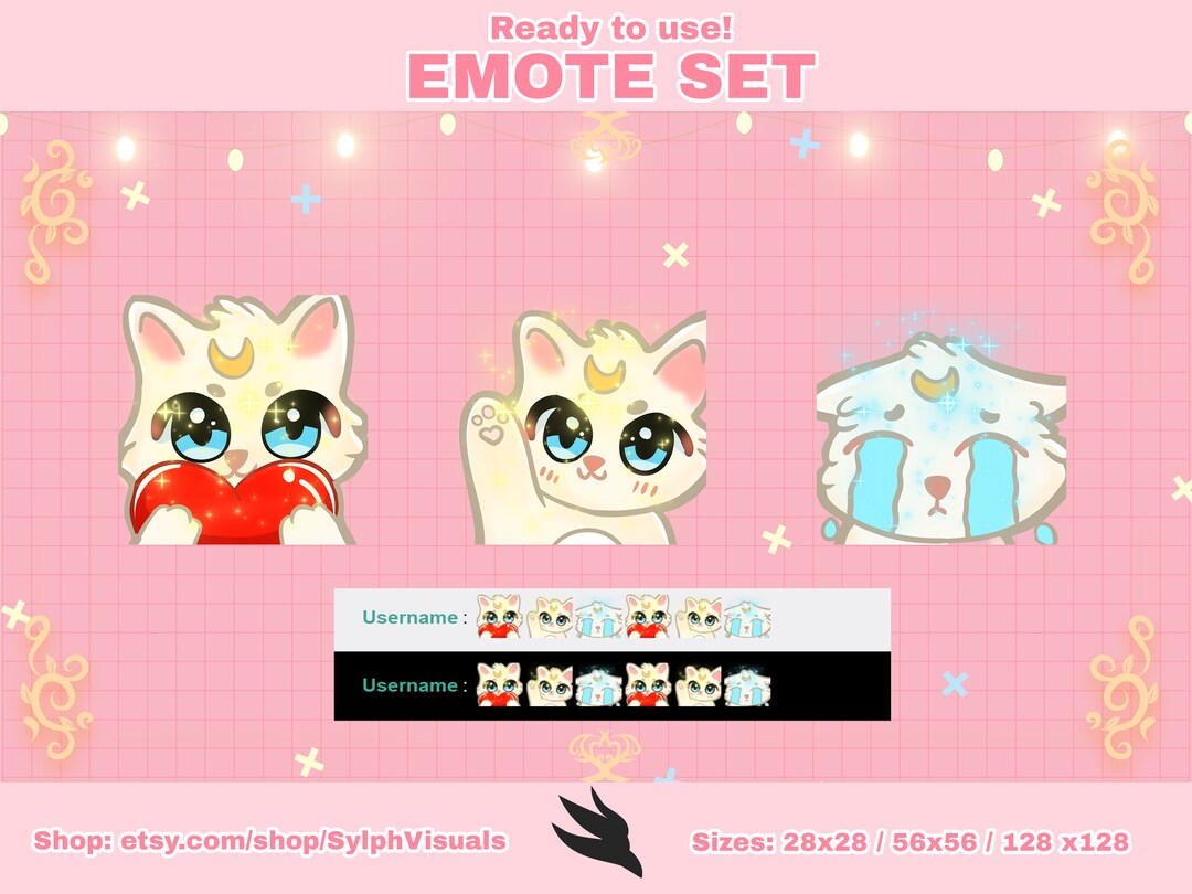 White Cats Emote Set Emotes / Cute Emotes / Kawaii / Kitty - Etsy