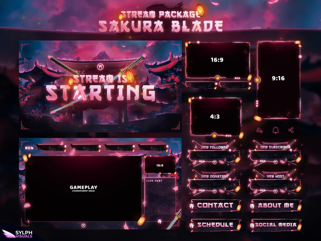 Sakura Blade - Twitch Overlay - Animated Alerts - Animated Screens ...
