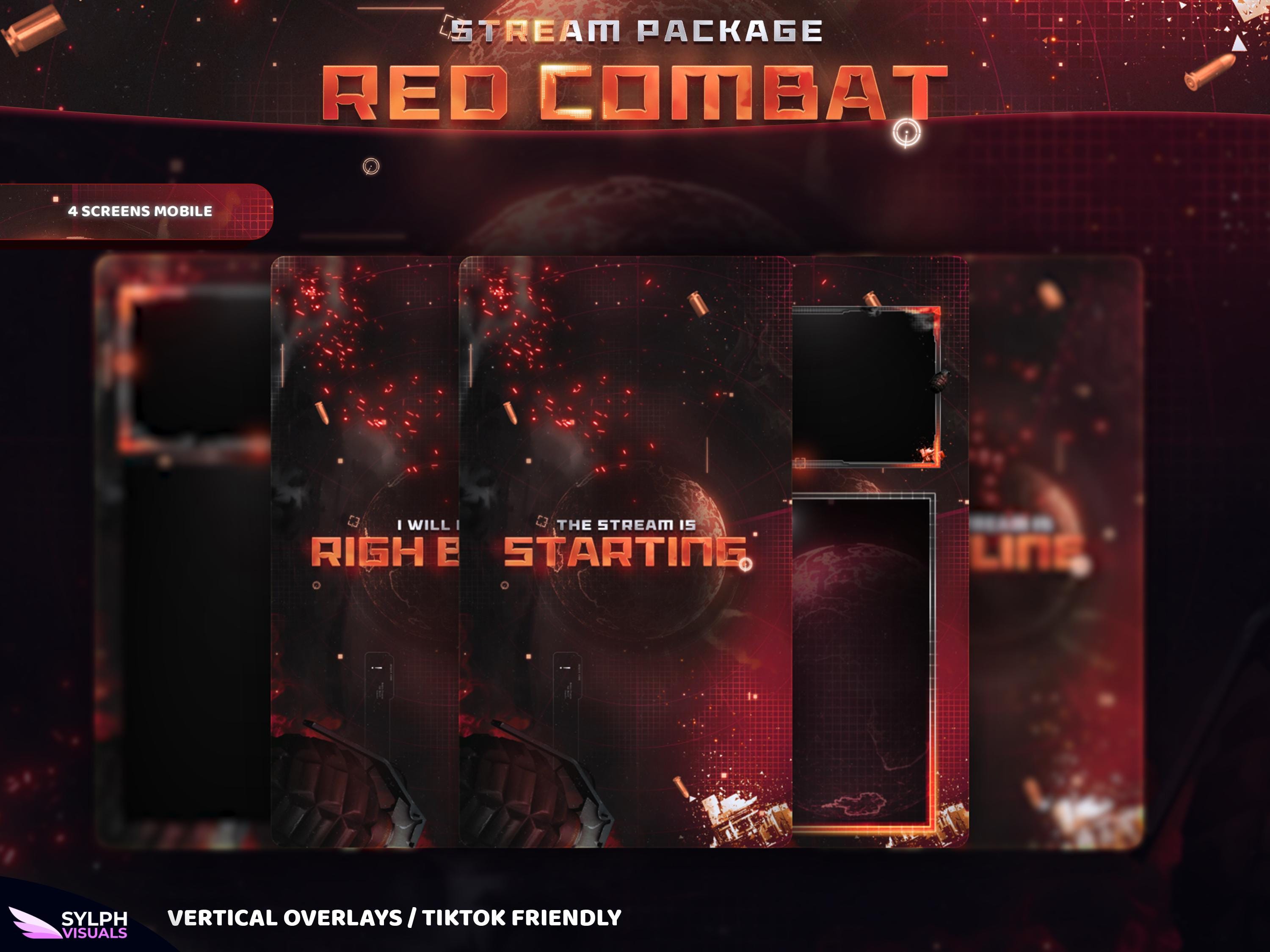 Red Combat - Twitch Overlay - Animated Alerts - Animated Screens - Red ...