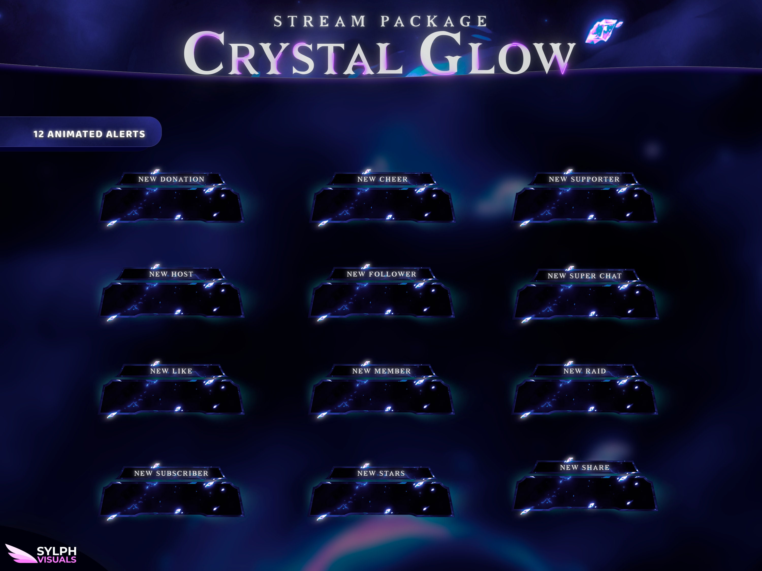 Crystal Glow - Twitch Overlay - Animated Alerts - Animated Screens ...