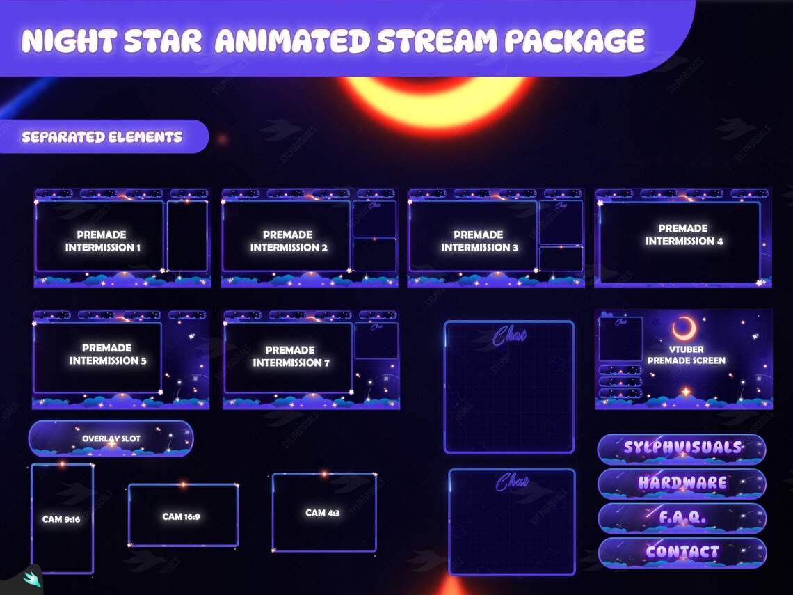 Stream Package Night Star Twitch Overlay Animated Alerts - Etsy