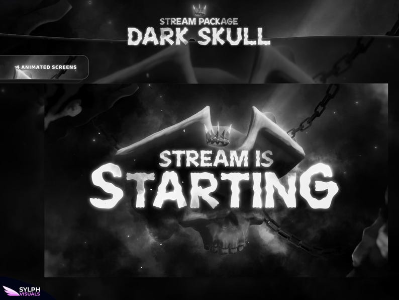 Dark Skull - Twitch Overlay - Animated Alerts - Animated Screens - Dark ...