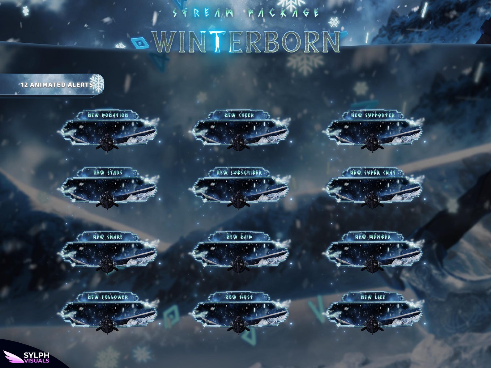 Winterborn - Twitch Overlay - Animated Alerts - Animated Screens - Blue ...