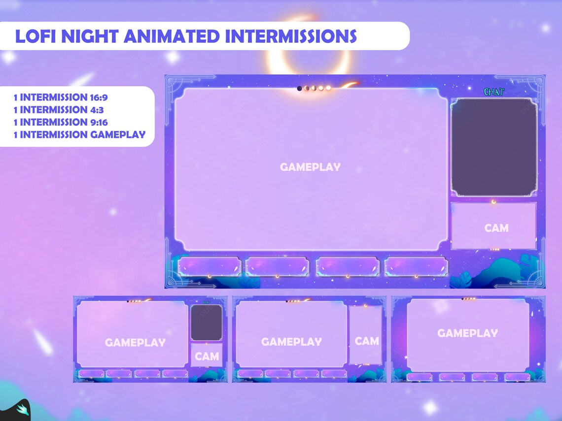 Stream Package Lofi Night Twitch Overlay Animated Alerts - Etsy
