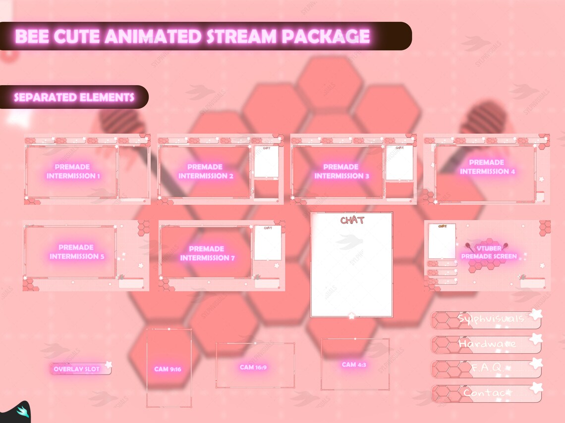 Stream Package Cute Bee Twitch Overlay Animated Alerts | Etsy