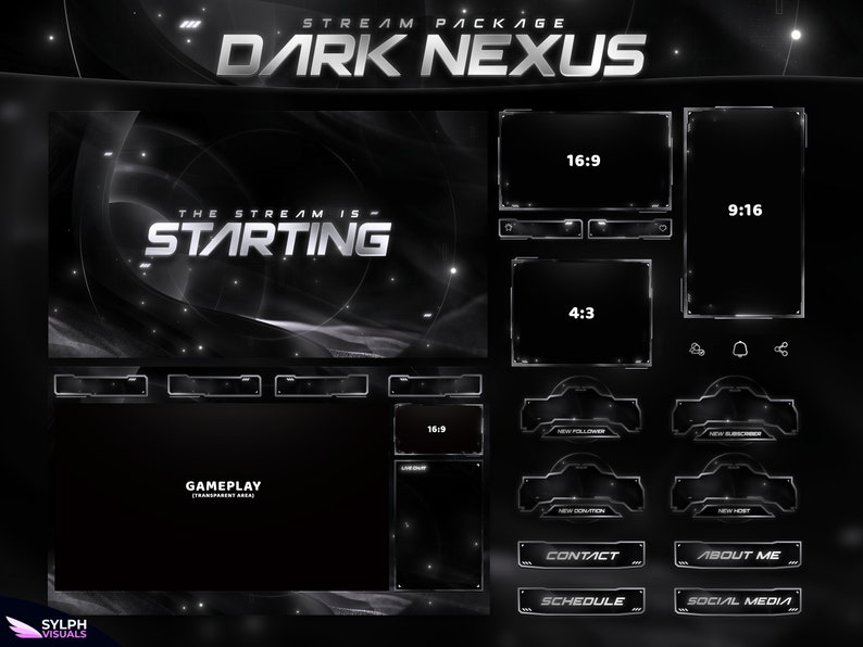 Dark Nexus - Twitch Overlay - Animated Alerts - Animated Screens - Dark ...