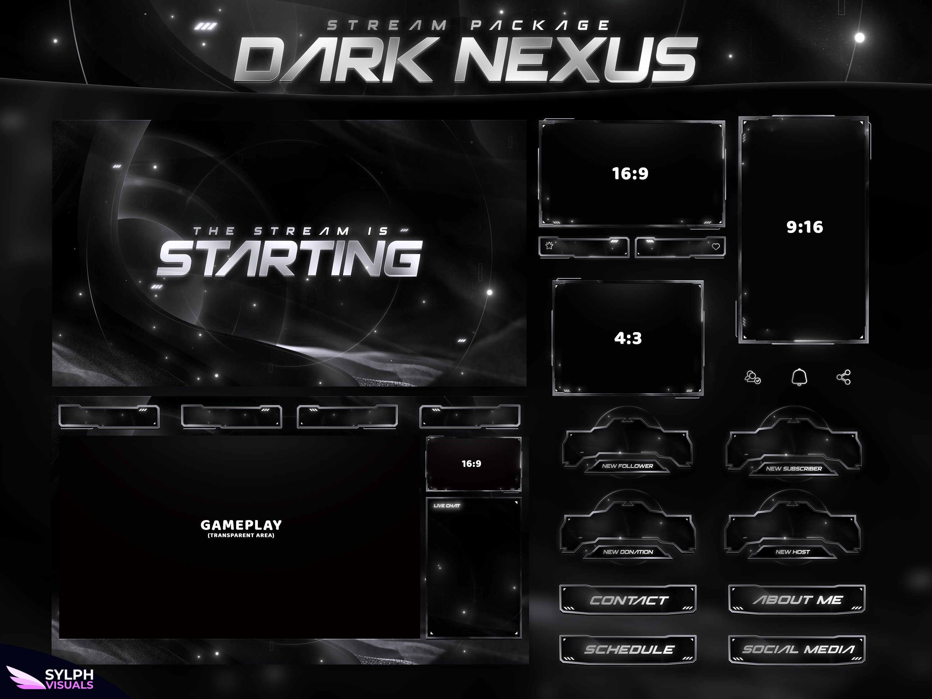 Dark Nexus - Twitch Overlay - Animated Alerts - Animated Screens - Dark Overlay - Stream Pack ...