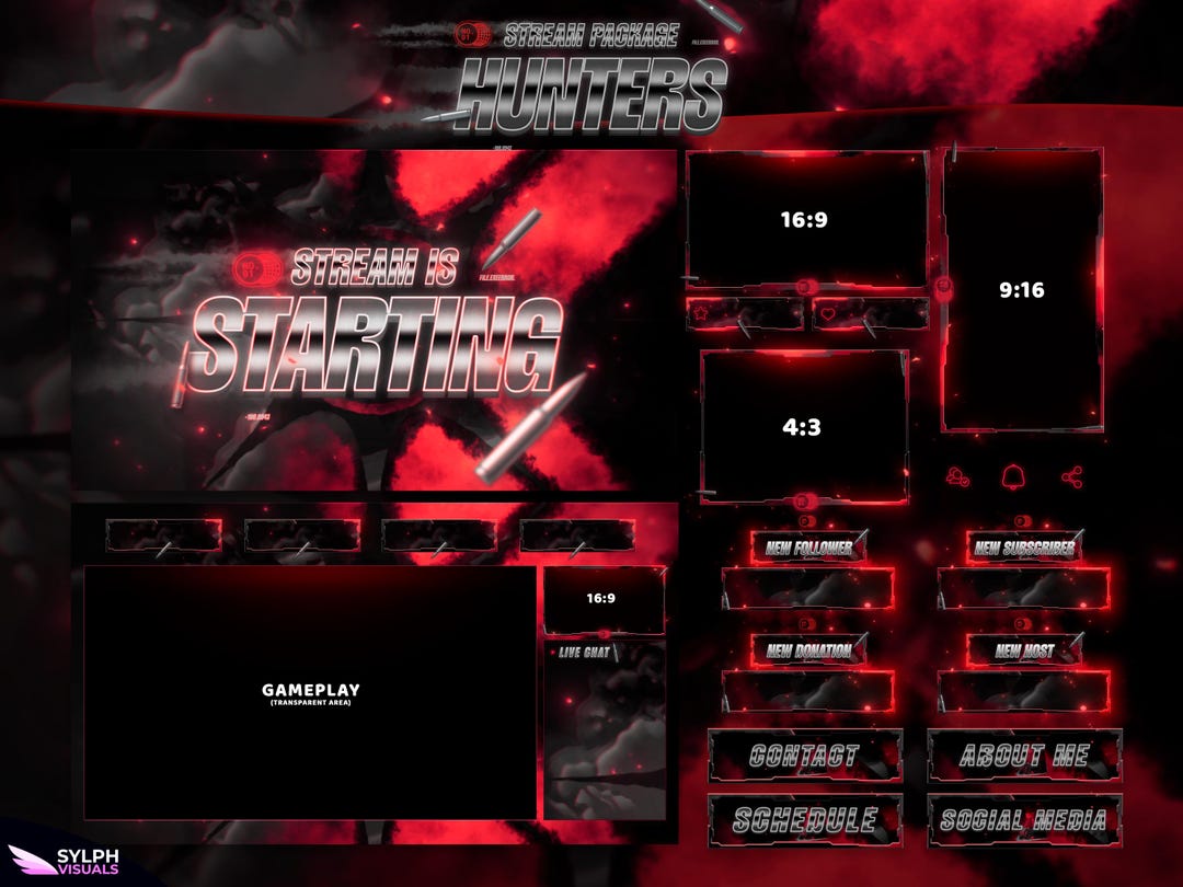 Hunters - Twitch Overlay - Animated Alerts - Animated Screens - Dark ...