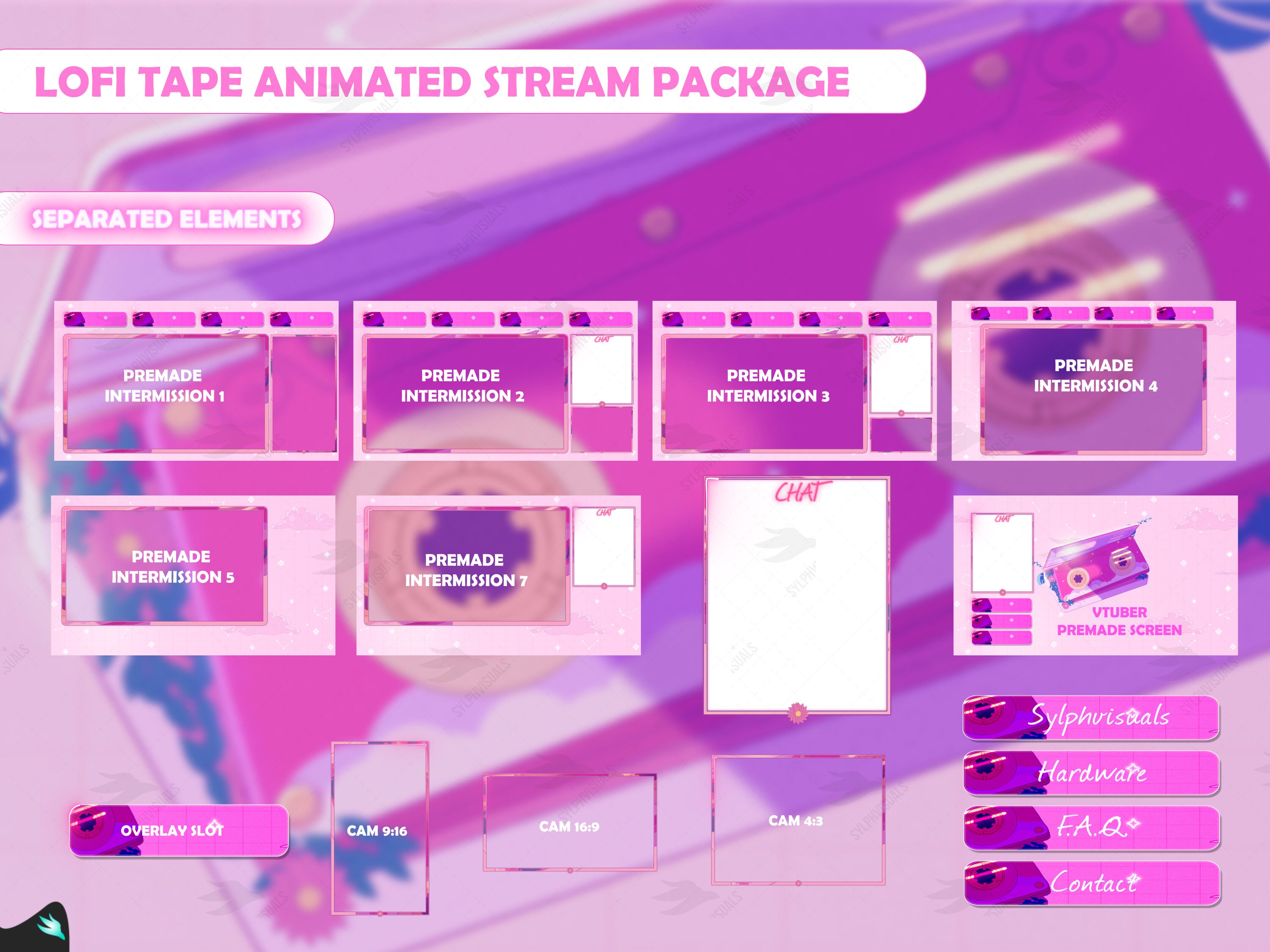 Stream Package Lofi Tape Twitch Overlay Animated Alerts Animated ...