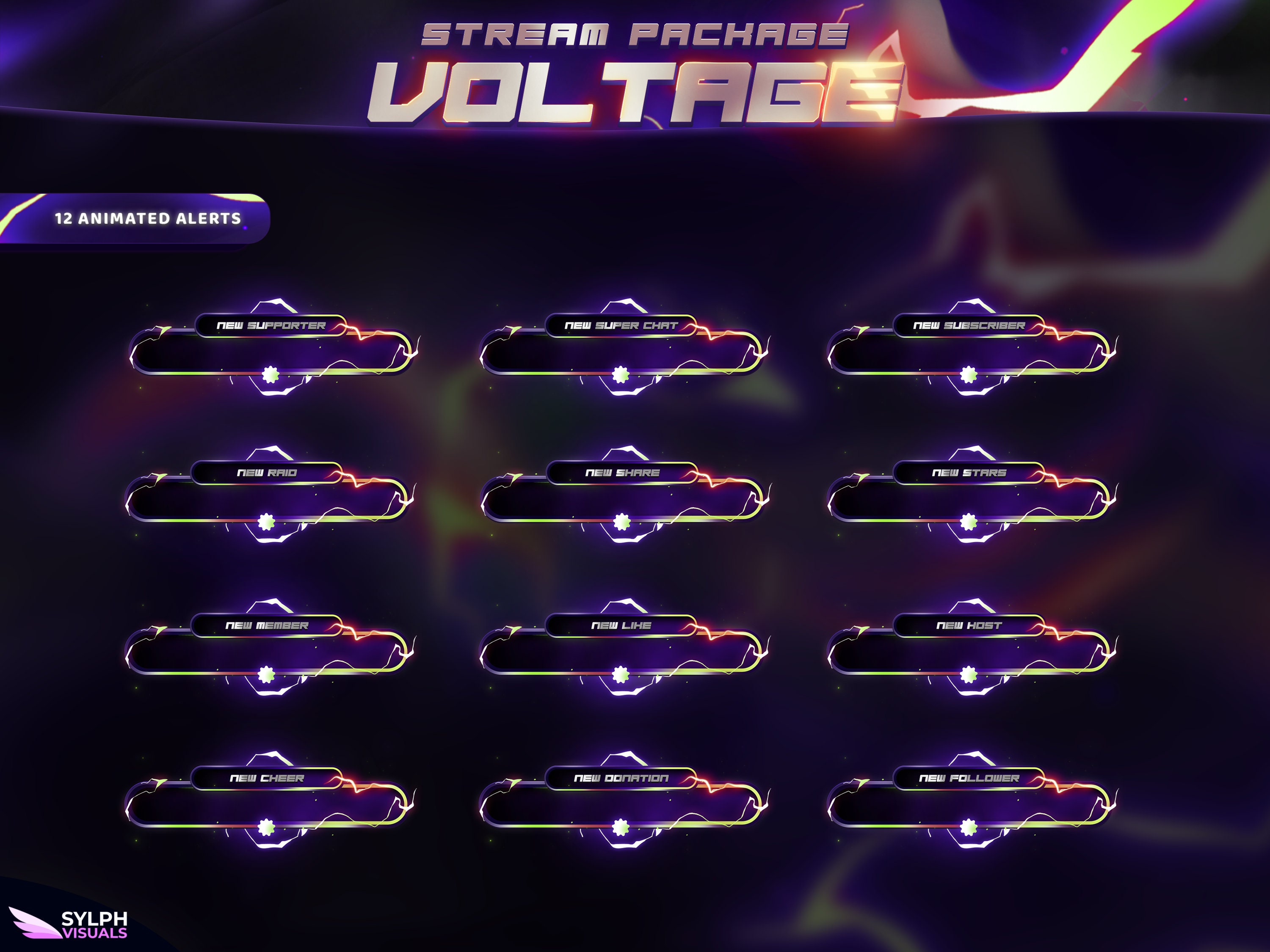Voltage Twitch Overlay Animated Alerts Animated Screens Voltage Overlay ...