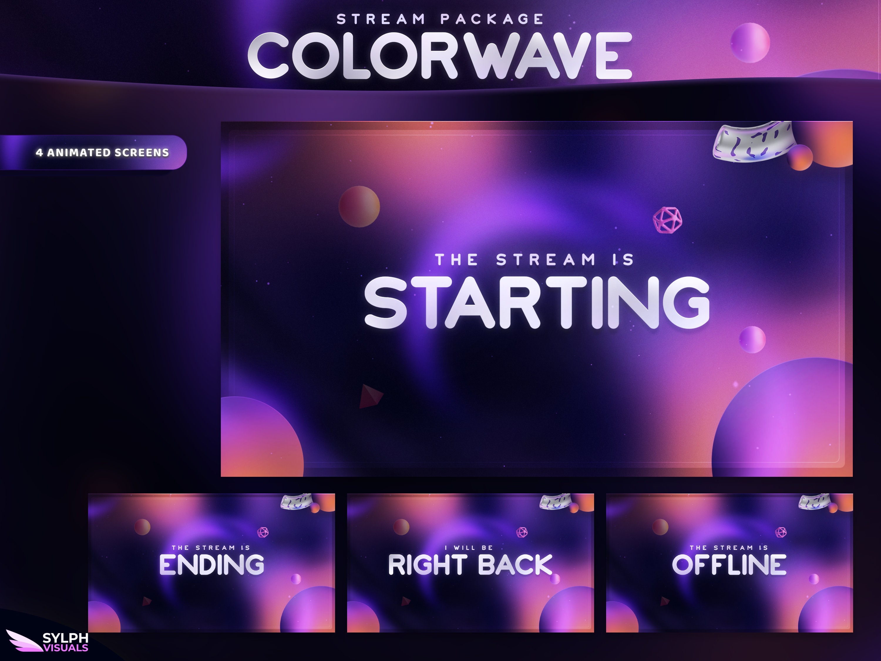 Colorwave Twitch Overlay Animated Alerts Animated Screens Panels Space ...