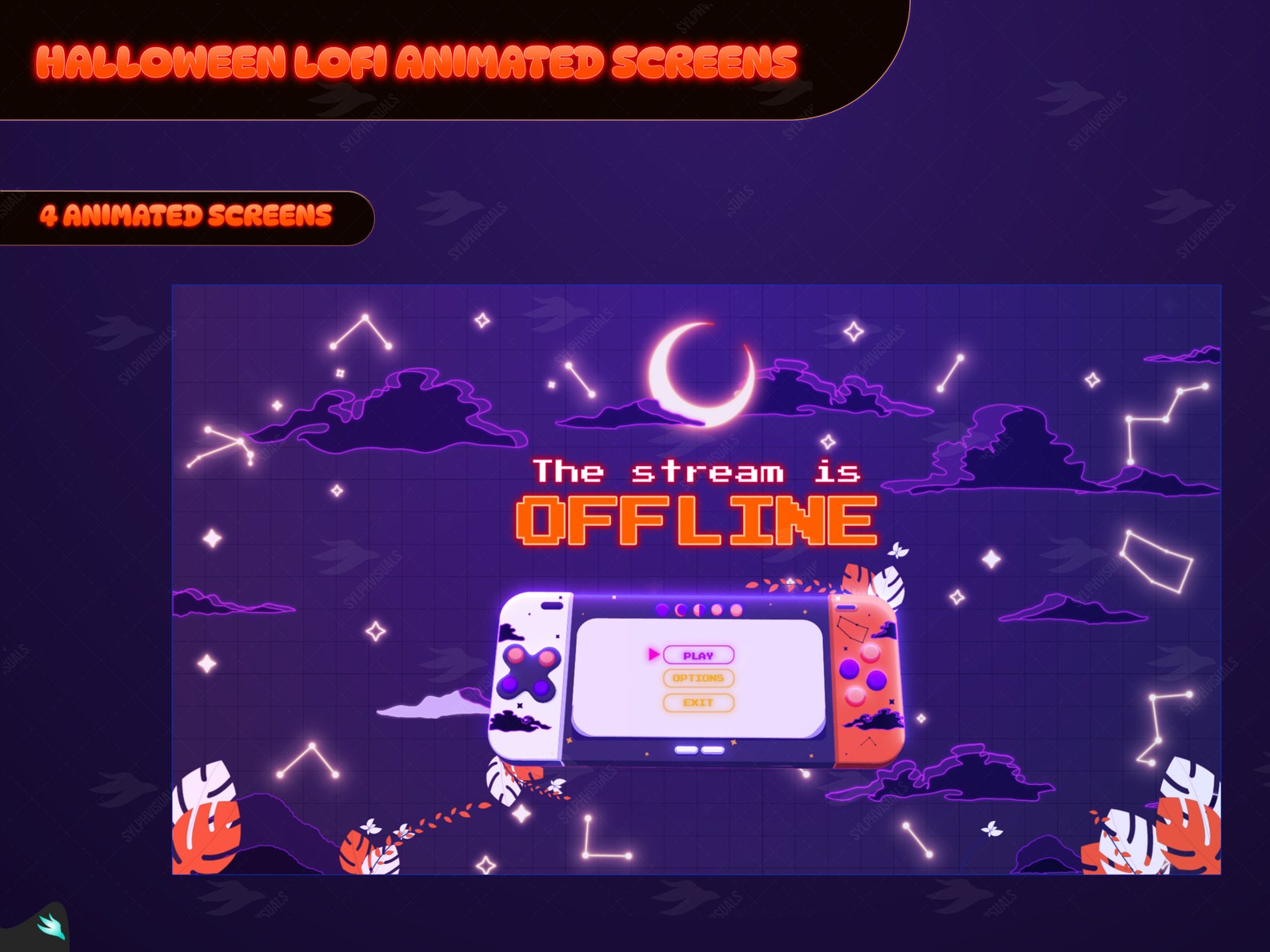 Twitch Overlay Halloween Lofi Screens Animated Aesthetic Spooky Overlay ...