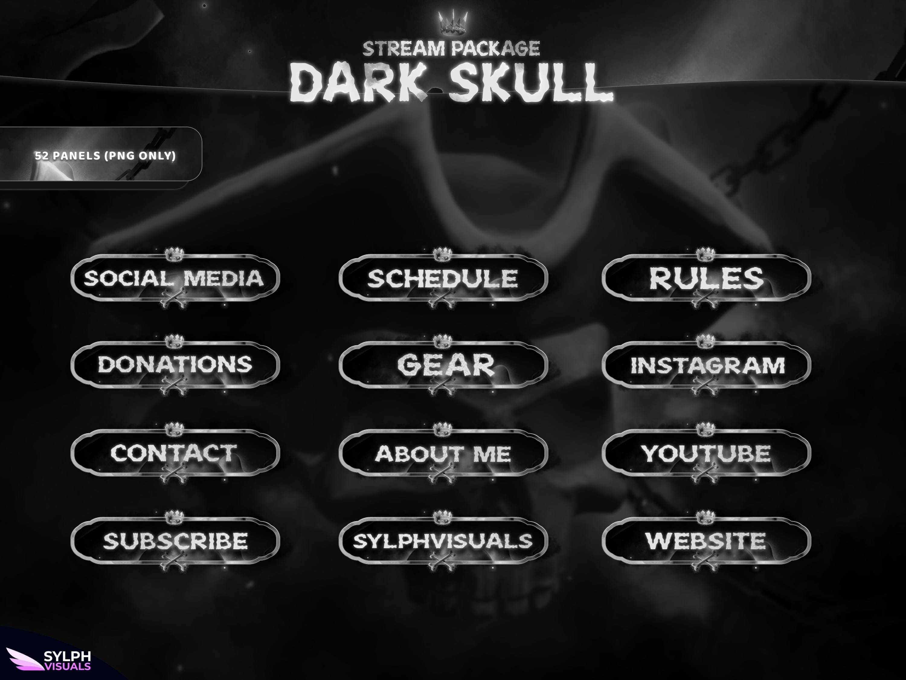 Dark Skull - Twitch Overlay - Animated Alerts - Animated Screens - Dark ...