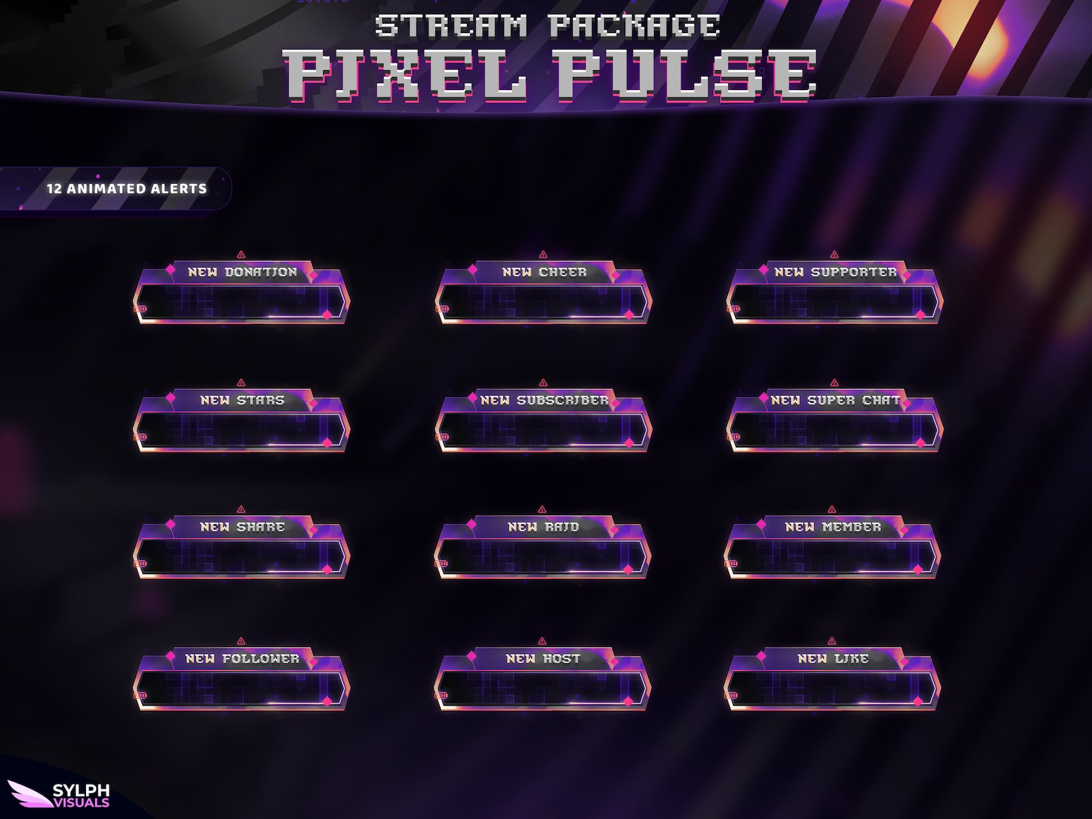 Pixel Pulse Twitch Overlay Animated Alerts Animated Screens Pixel Art ...