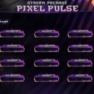 Pixel Pulse - Twitch Overlay - Animated Alerts - Animated Screens - Pixel Art - Stream Pack ...