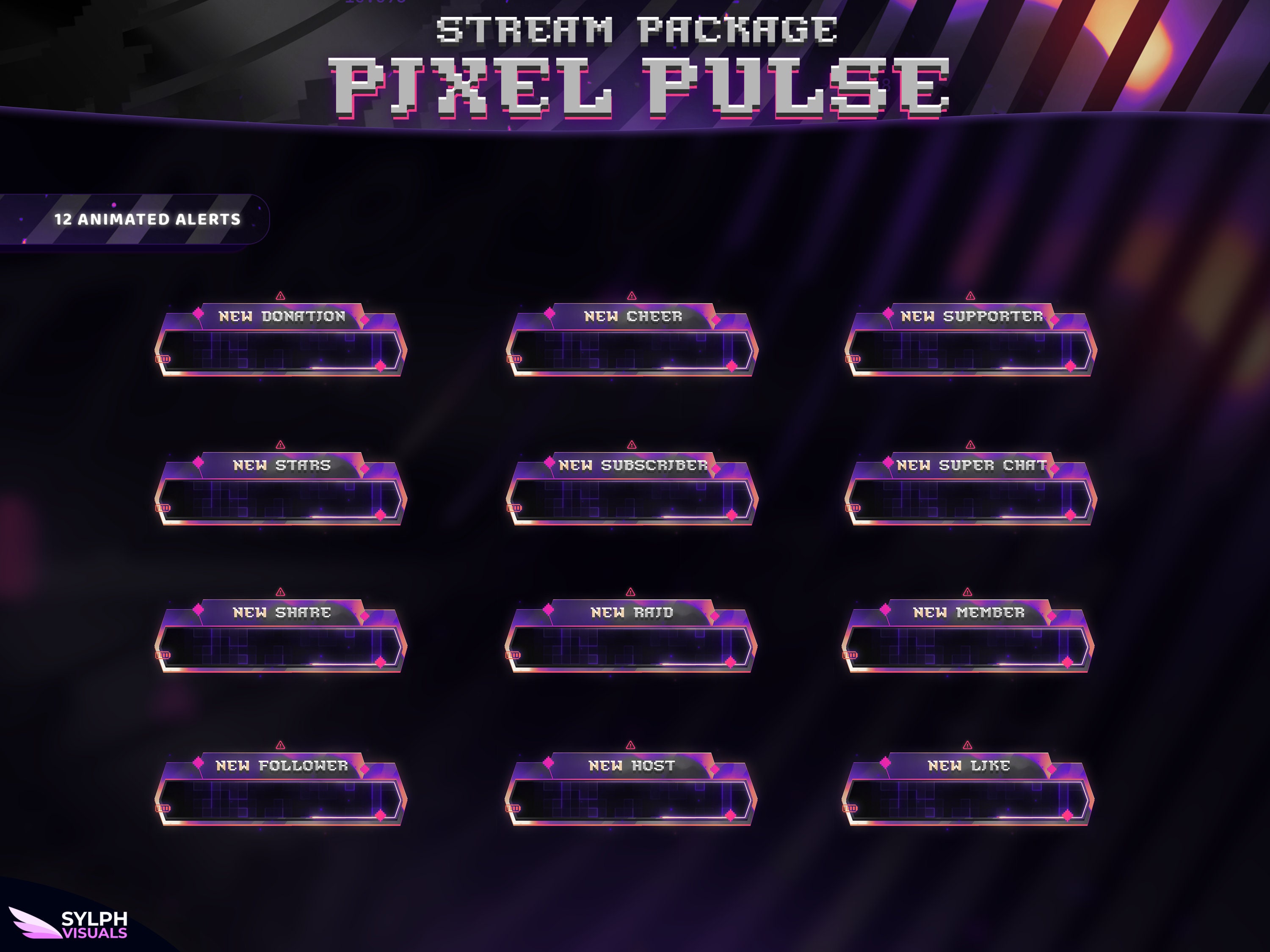 Pixel Pulse Twitch Overlay Animated Alerts Animated Screens Pixel Art ...