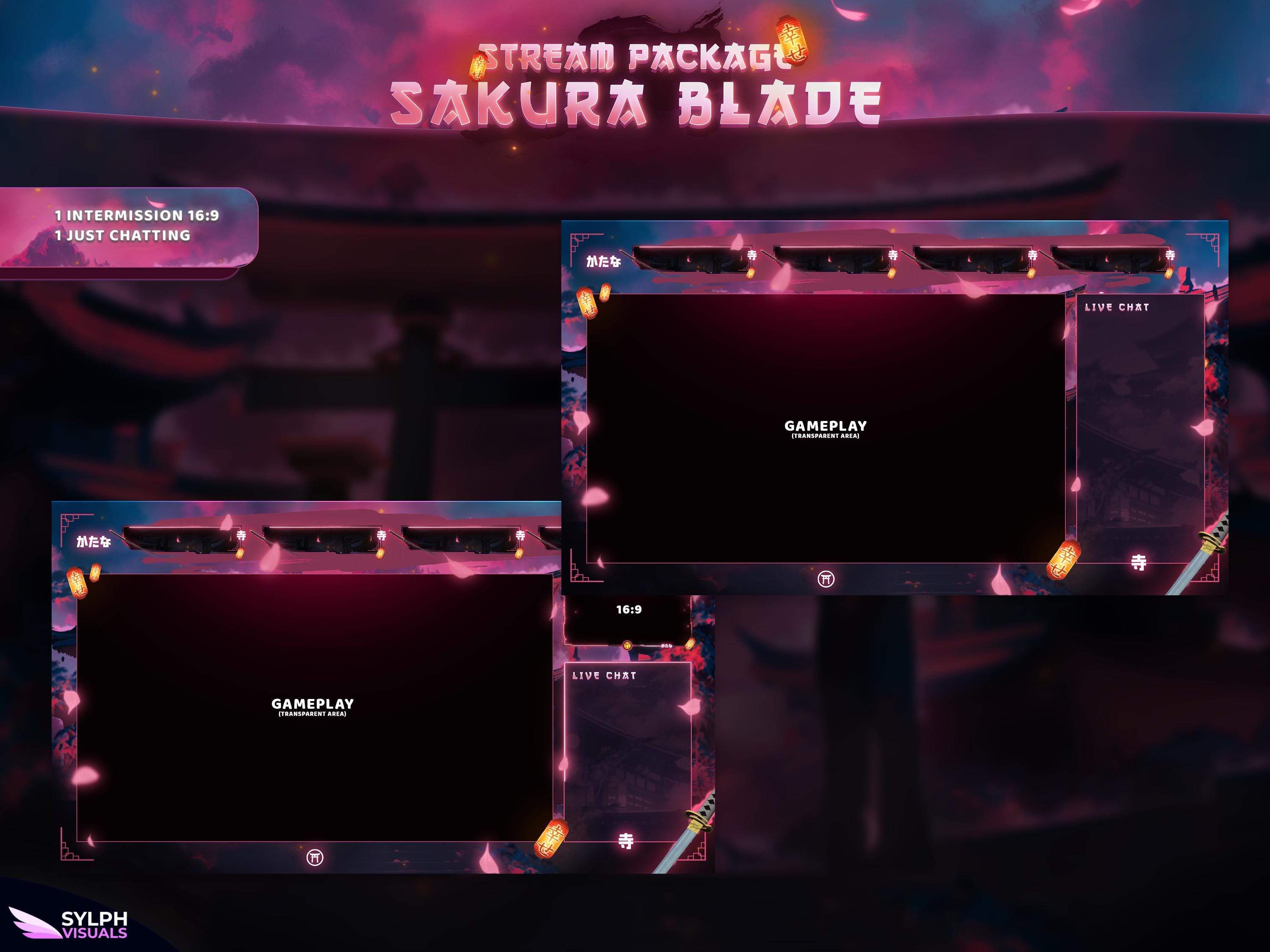 Sakura Blade - Twitch Overlay - Animated Alerts - Animated Screens ...