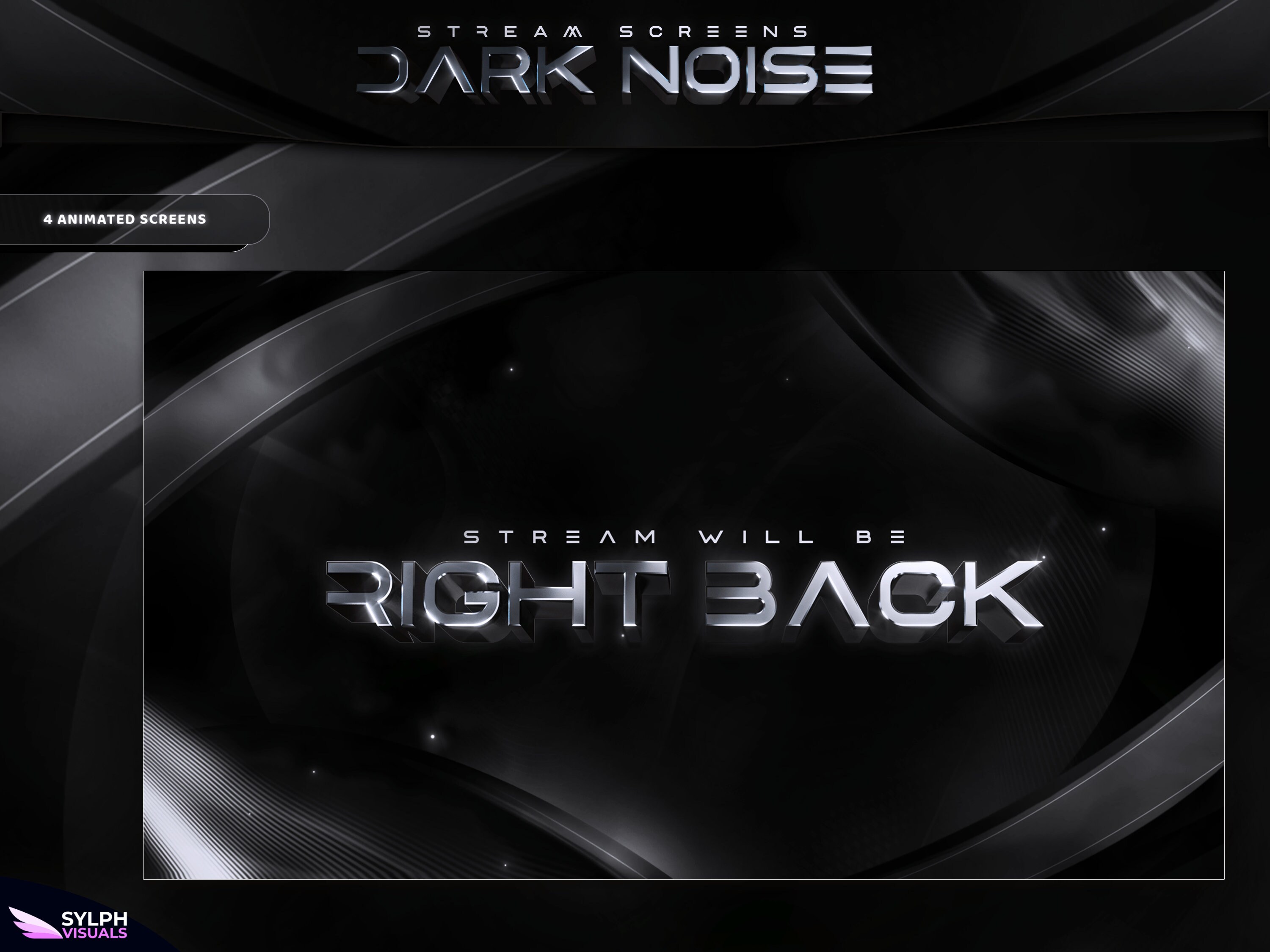 Twitch Overlay - Dark Noise - Screens Animated - Aesthetic - Dark ...