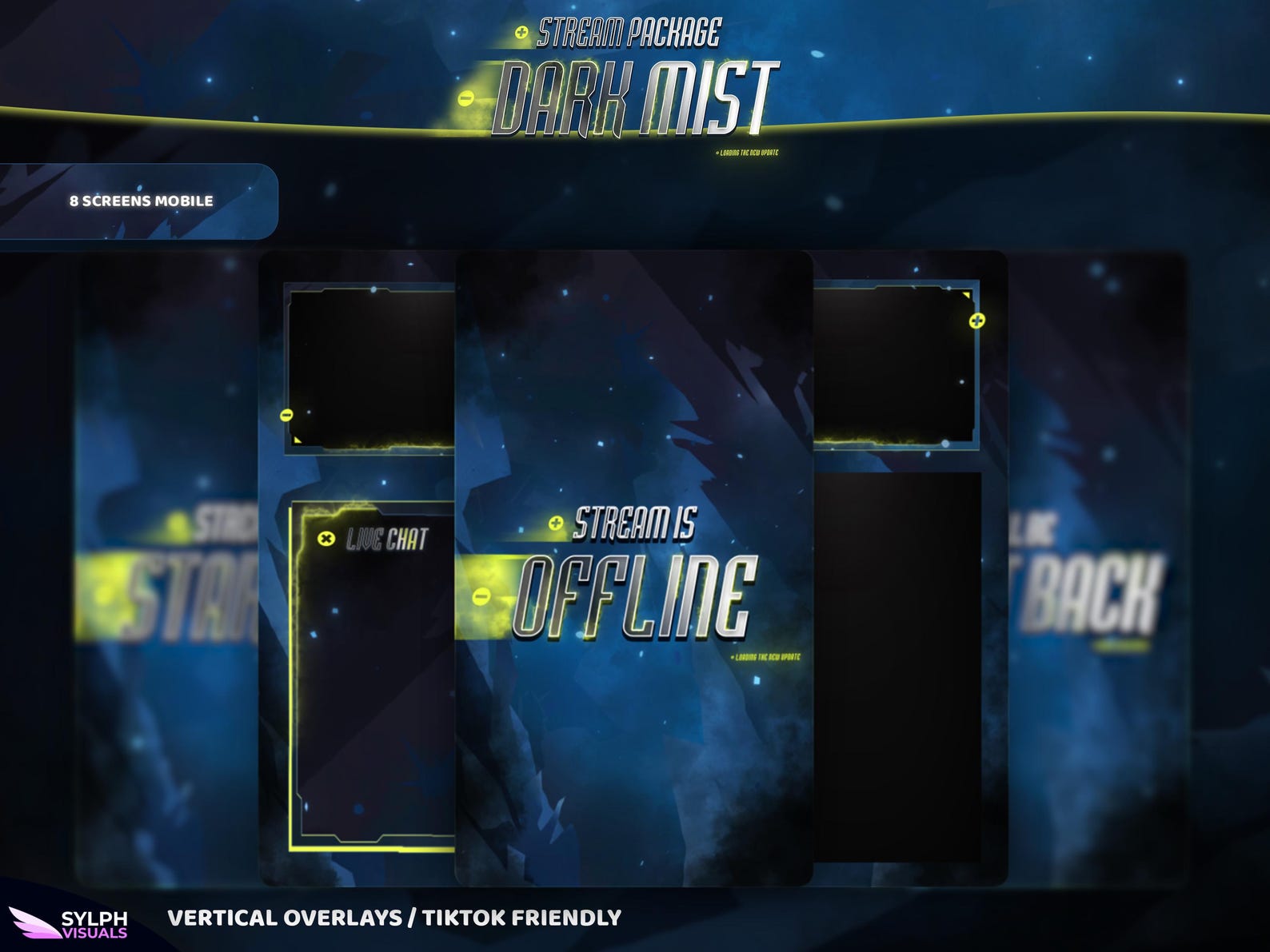 Dark Mist - Twitch Overlay - Animated Alerts - Animated Screens - Blue ...