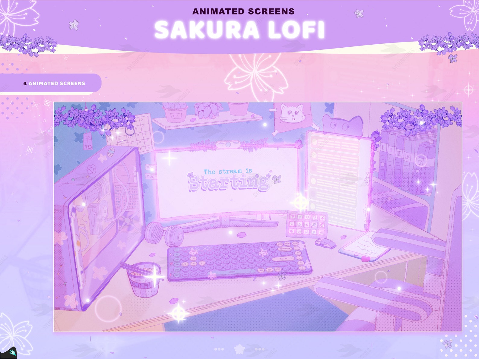 Stream Package Sakura Lofi Purple Twitch Overlay Animated - Etsy