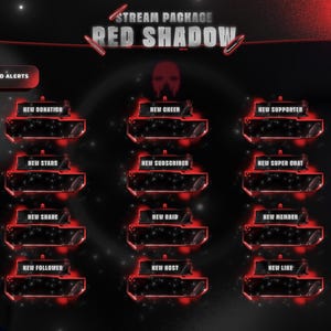 Red Shadow - Twitch Overlay - Animated Alerts - Animated Screens - Dark ...