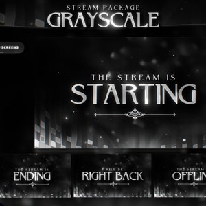 Grayscale - Twitch Overlay - Animated Alerts - Animated Screens - Dark ...