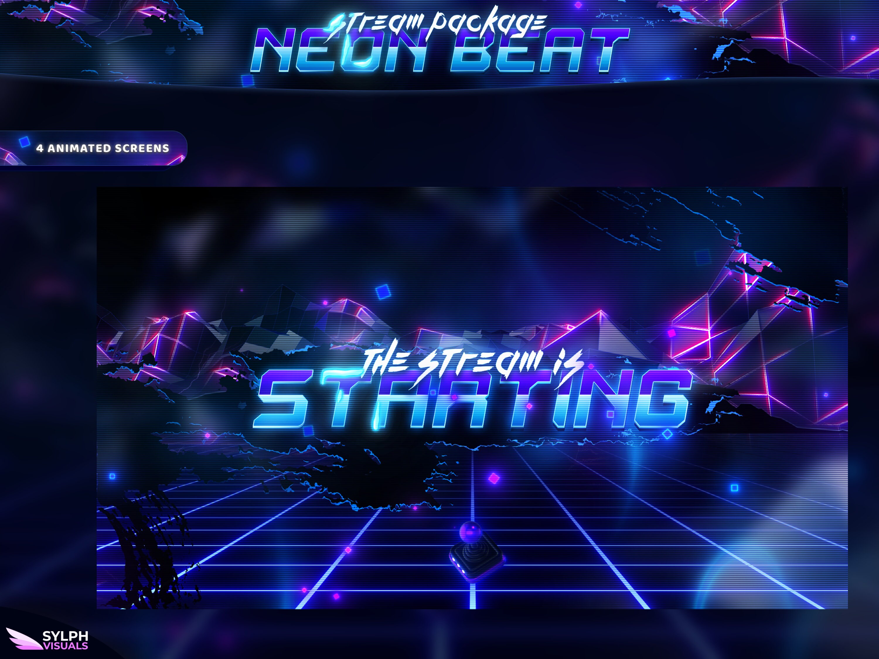 Neon Beat Twitch Overlay Animated Alerts Animated Screens Neon Overlay ...