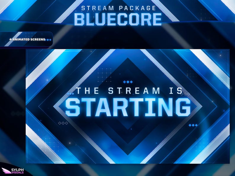 Bluecore - Twitch Overlay - Animated Alerts - Animated Screens - Blue ...