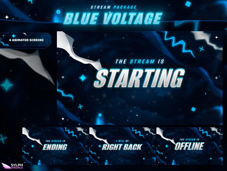 Blue Voltage - Twitch Overlay - Animated Alerts - Animated Screens ...