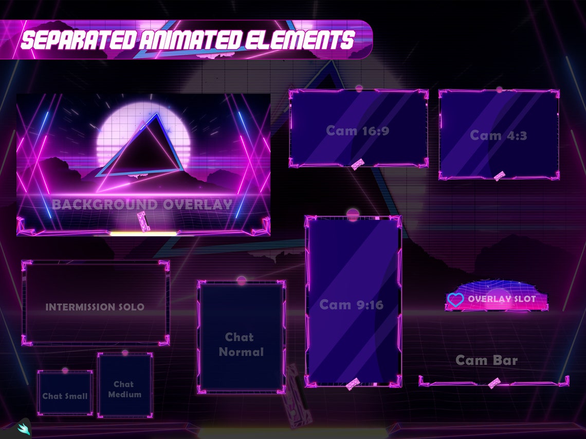 Stream Package Neon Synthwave Twitch Overlay Animated - Etsy