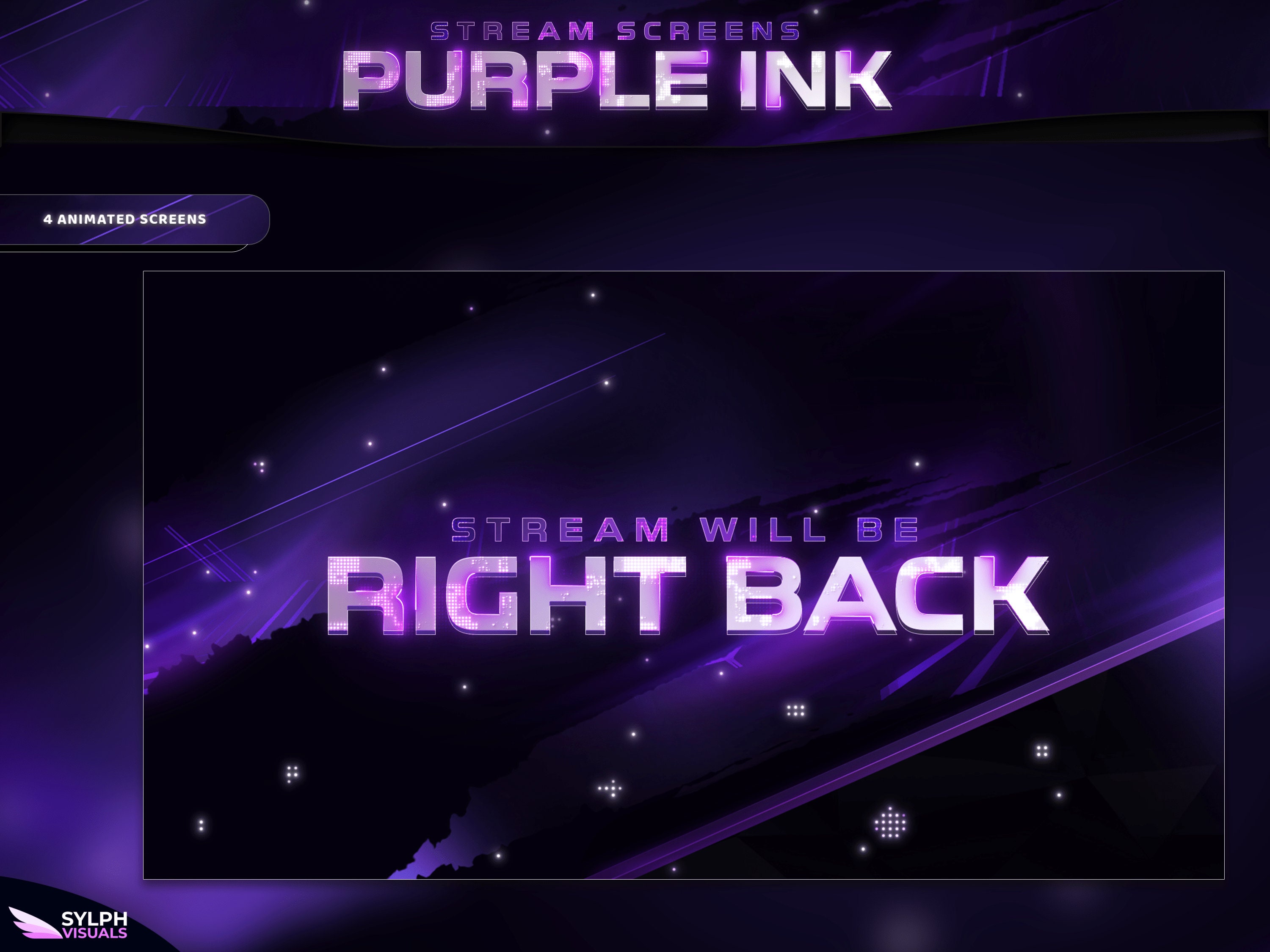 Twitch Overlay Purple Ink Screens Animated Aesthetic Purple Screens ...