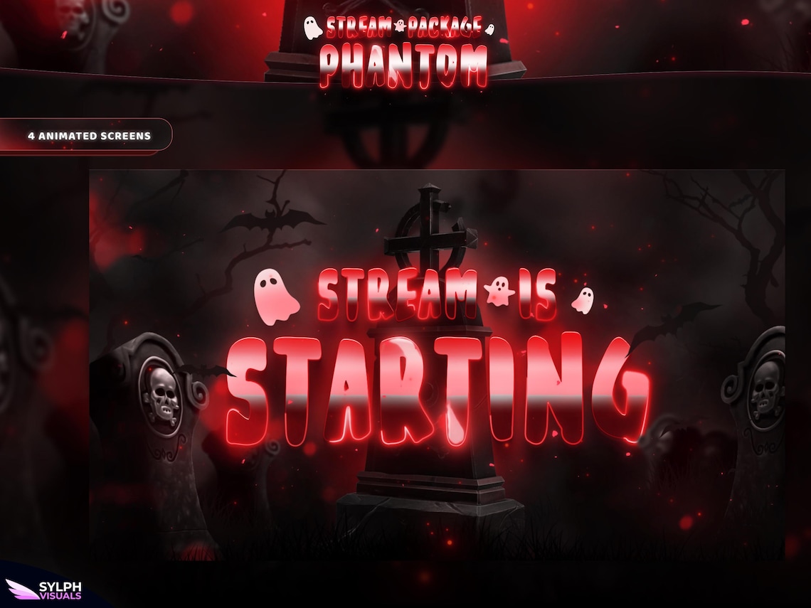 Phantom Twitch Overlay - Animated Alerts - Animated Screens - Dark ...