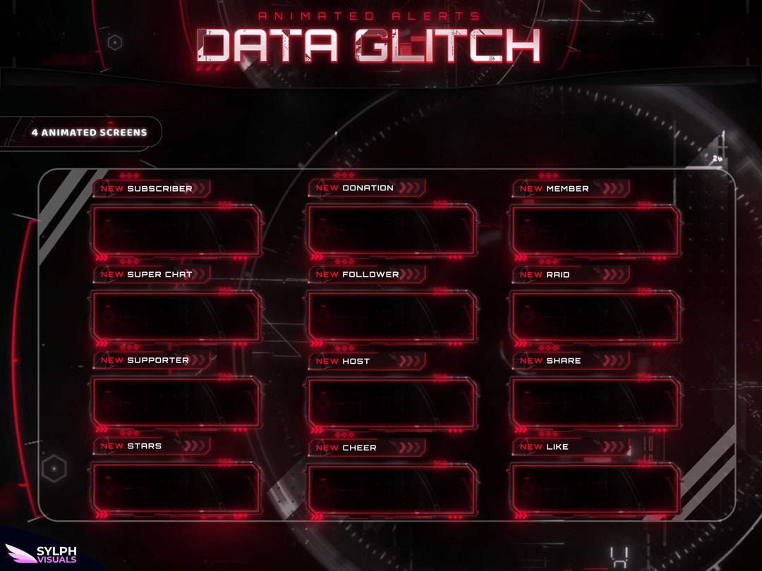 Twitch Animated Alerts - Data Glitch - Animated Alerts - Dark Alerts ...