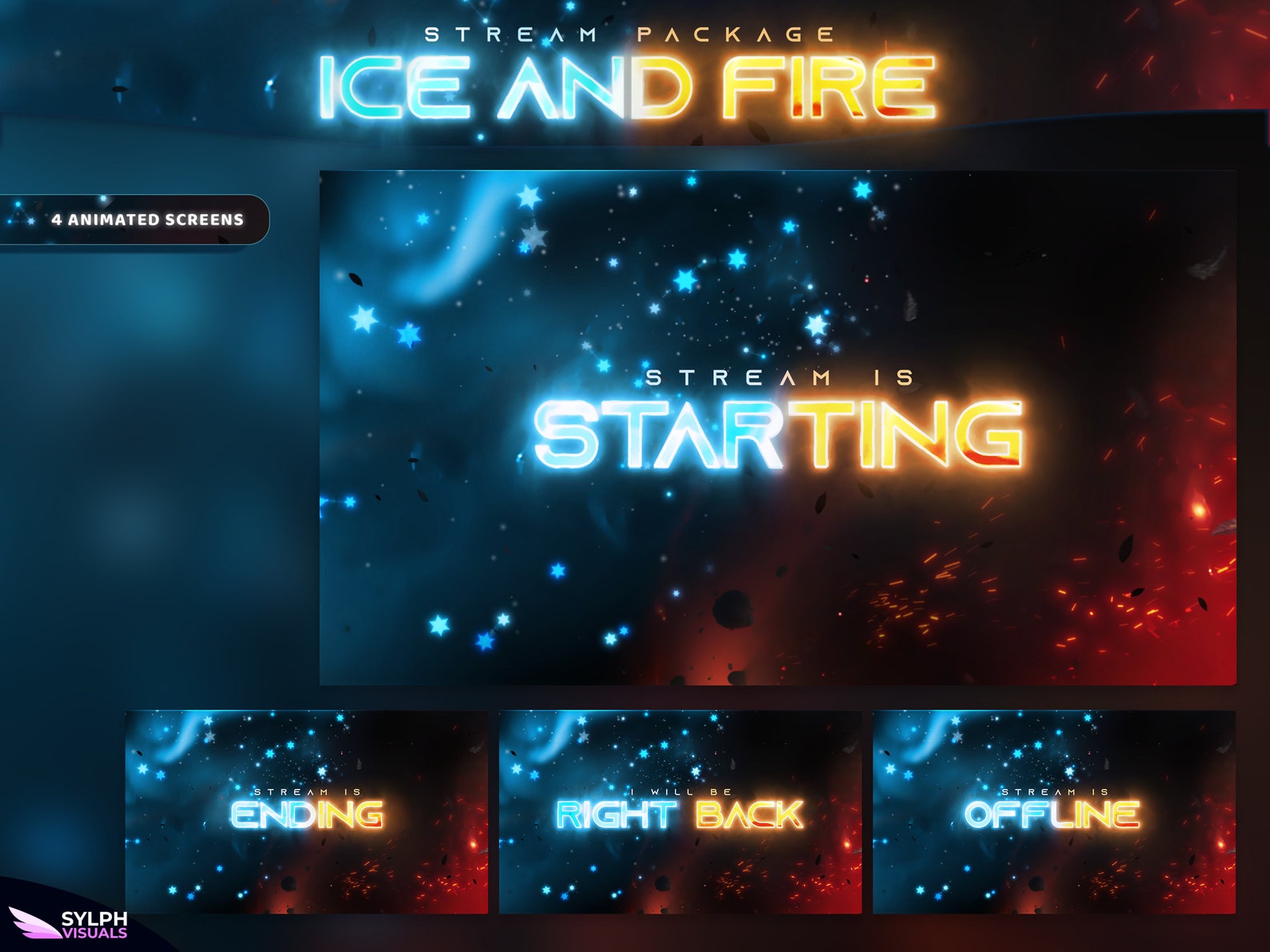 Ice and Fire - Twitch Overlay - Animated Alerts - Animated Screens ...