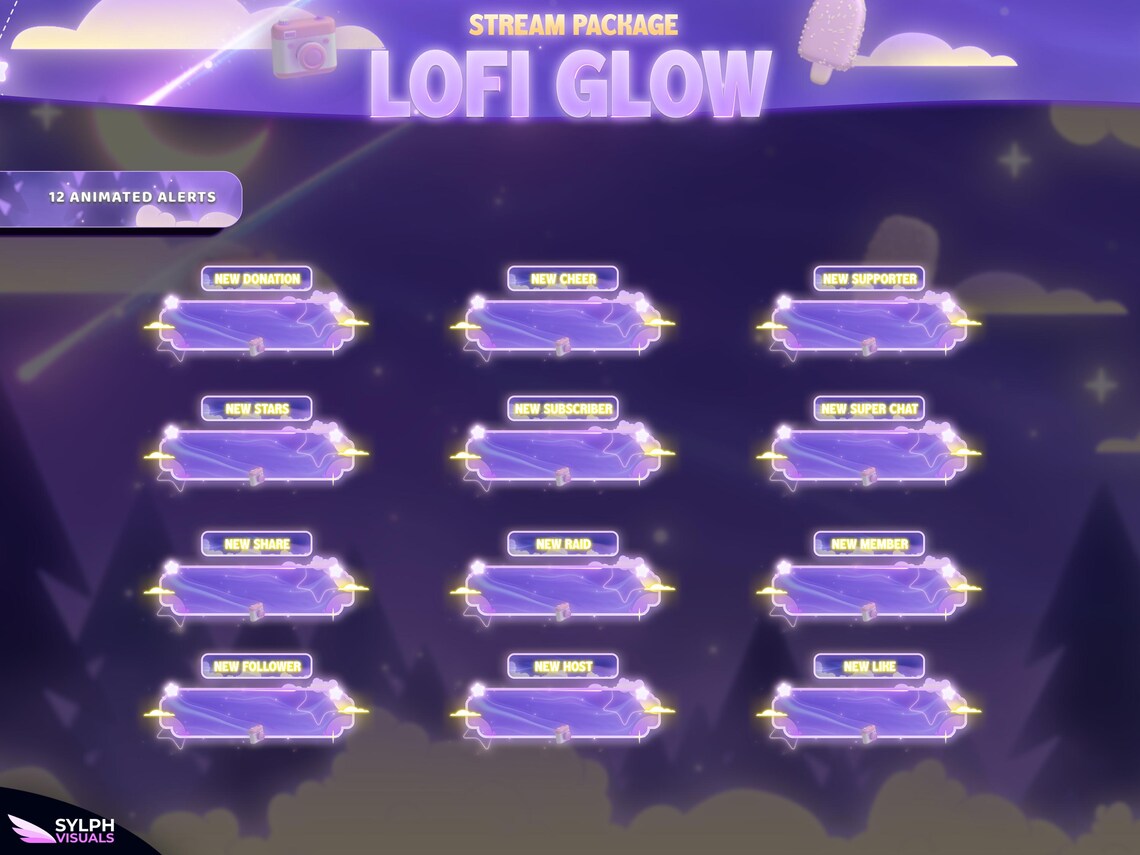Lofi Glow - Twitch Overlay - Animated Alerts - Animated Screens - Cozy ...