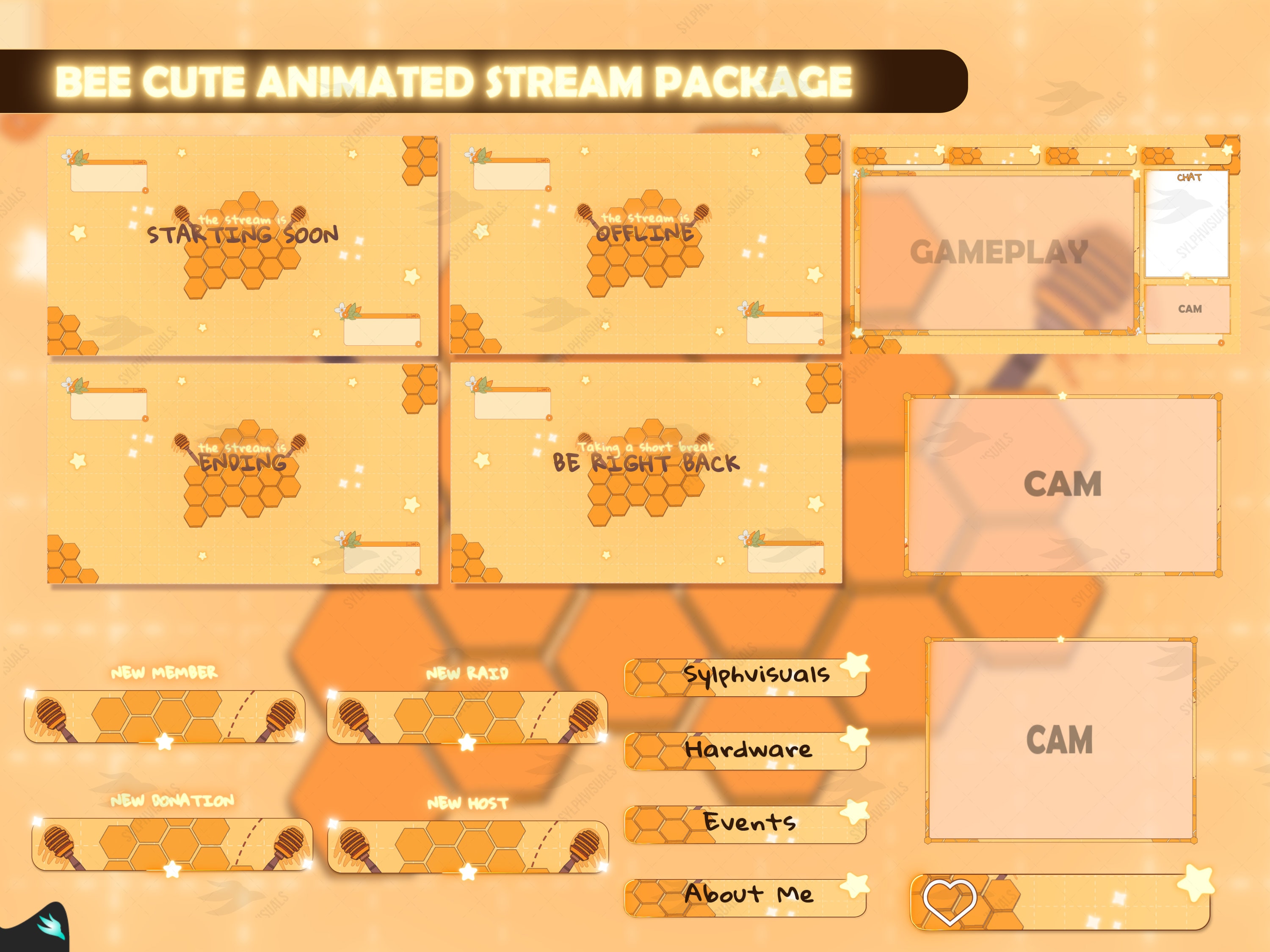 Stream Package Cute Bee Twitch Overlay Animated Alerts - Etsy