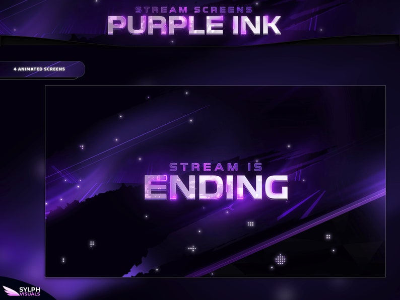Twitch Overlay Purple Ink Screens Animated Aesthetic Purple Screens ...