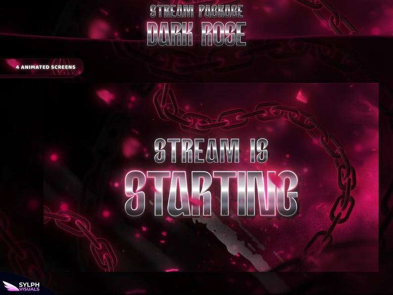 Dark Rose - Twitch Overlay - Animated Alerts - Animated Screens - Red ...